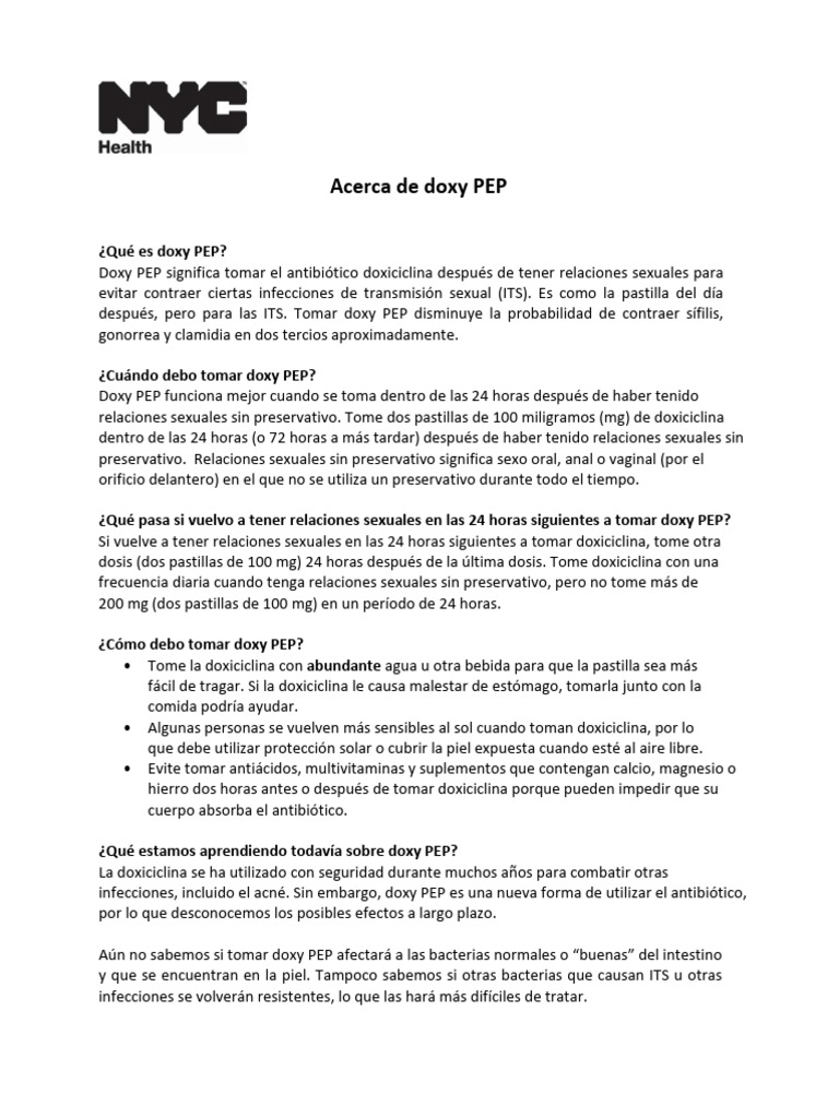 Doxy Pep One Pager SP | PDF | Condón | VIH