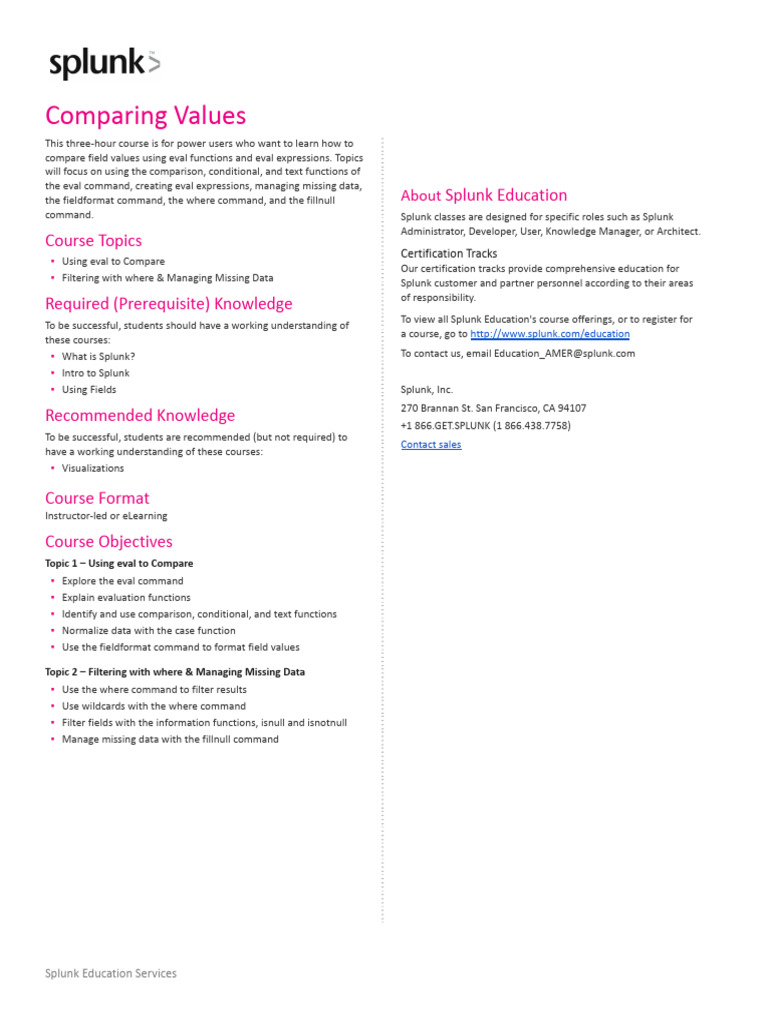 Comparing Values Course Description | PDF | Computing