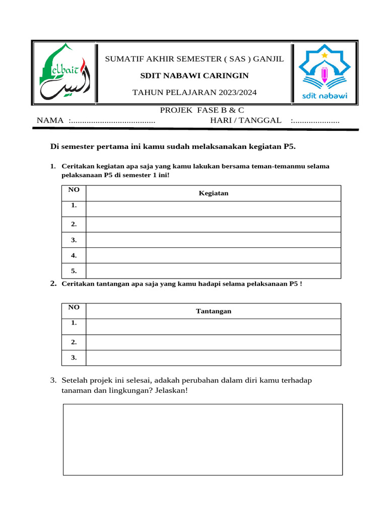 Refleksi P5 Fase B & C | PDF