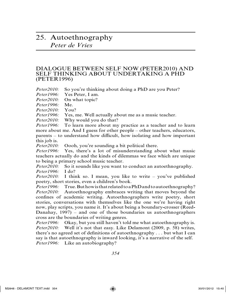 De Vries - Autoethnography | PDF | Methodology