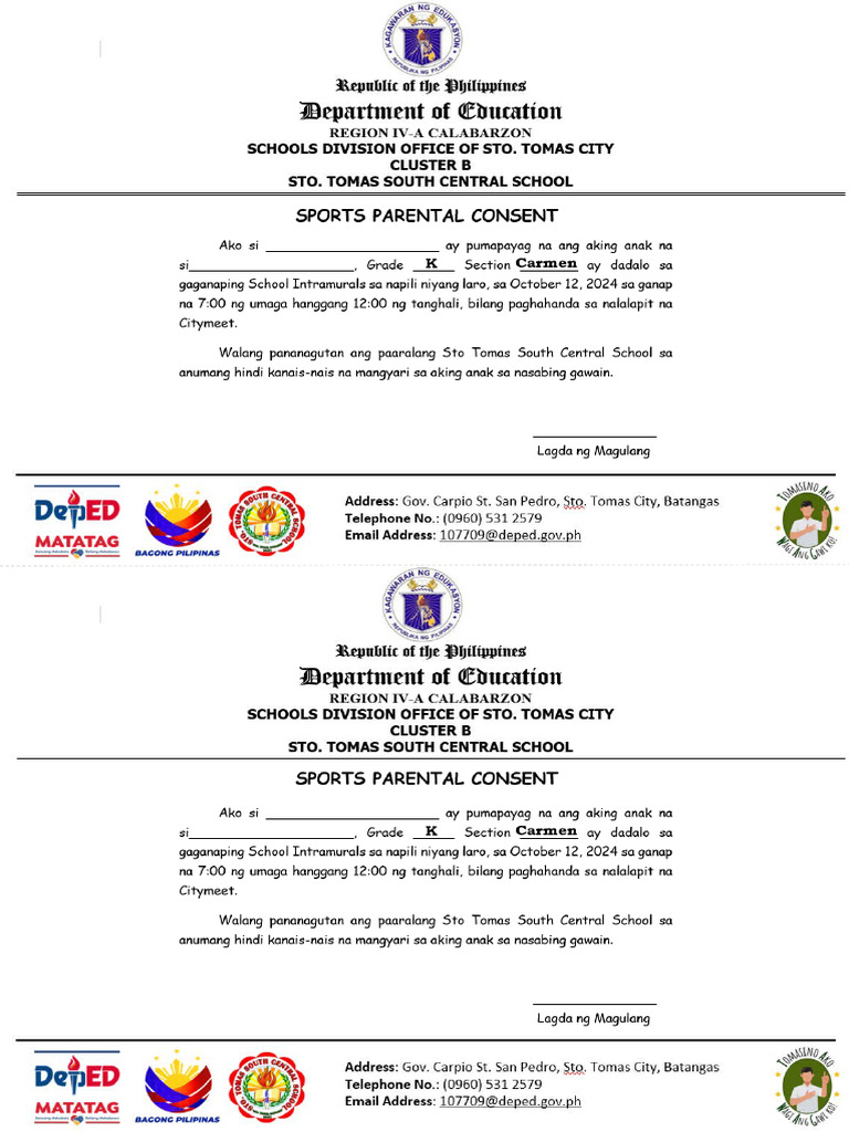 Kinder Permit Intrams | PDF