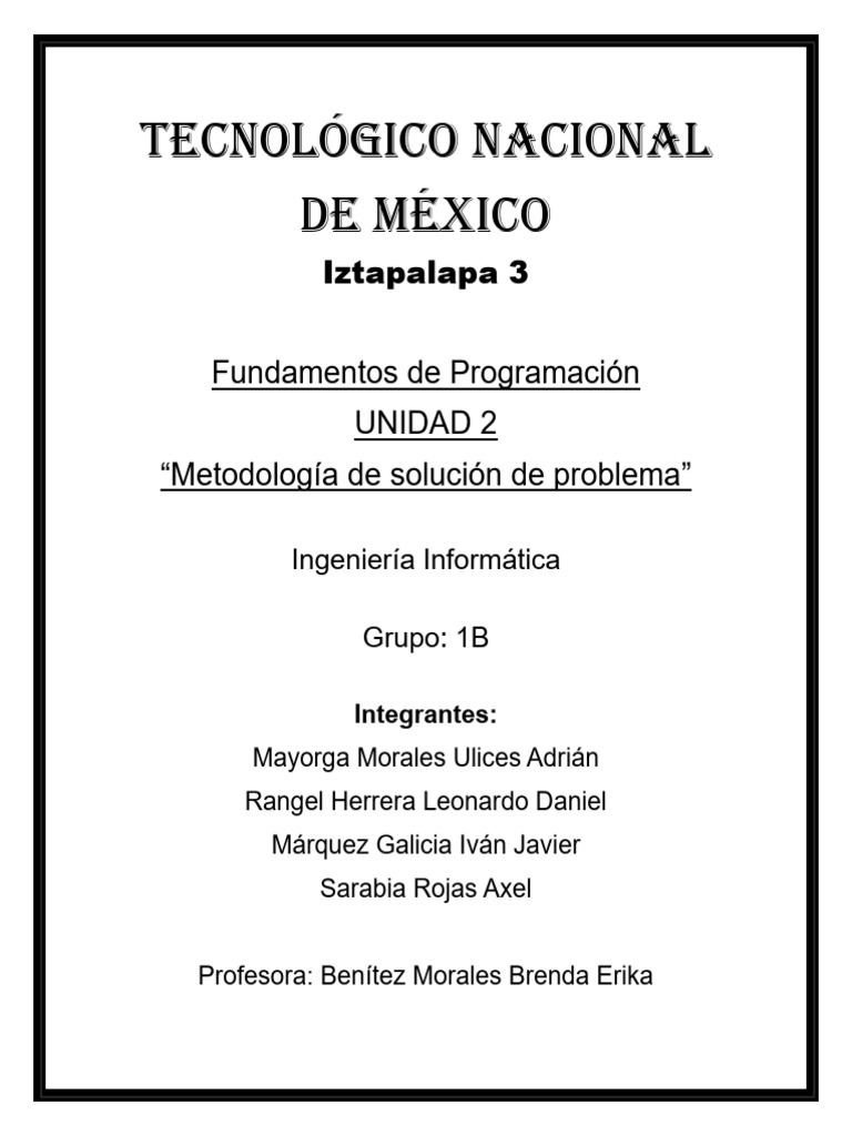 UNIDAD 2, Metodologia de Solucion (Fundamentos de Programacion) | PDF | Programación | Programa ...