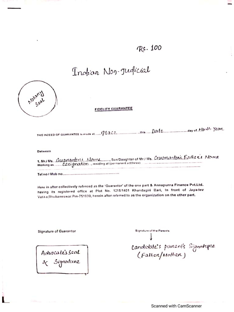 Fidelity Bond Paper (Sample) | PDF