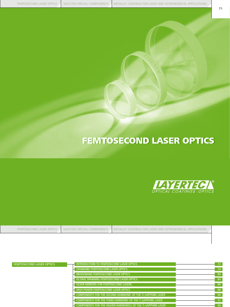LAYERTEC Optics and Coatings Femtosecond Laser | PDF | Dispersion ...