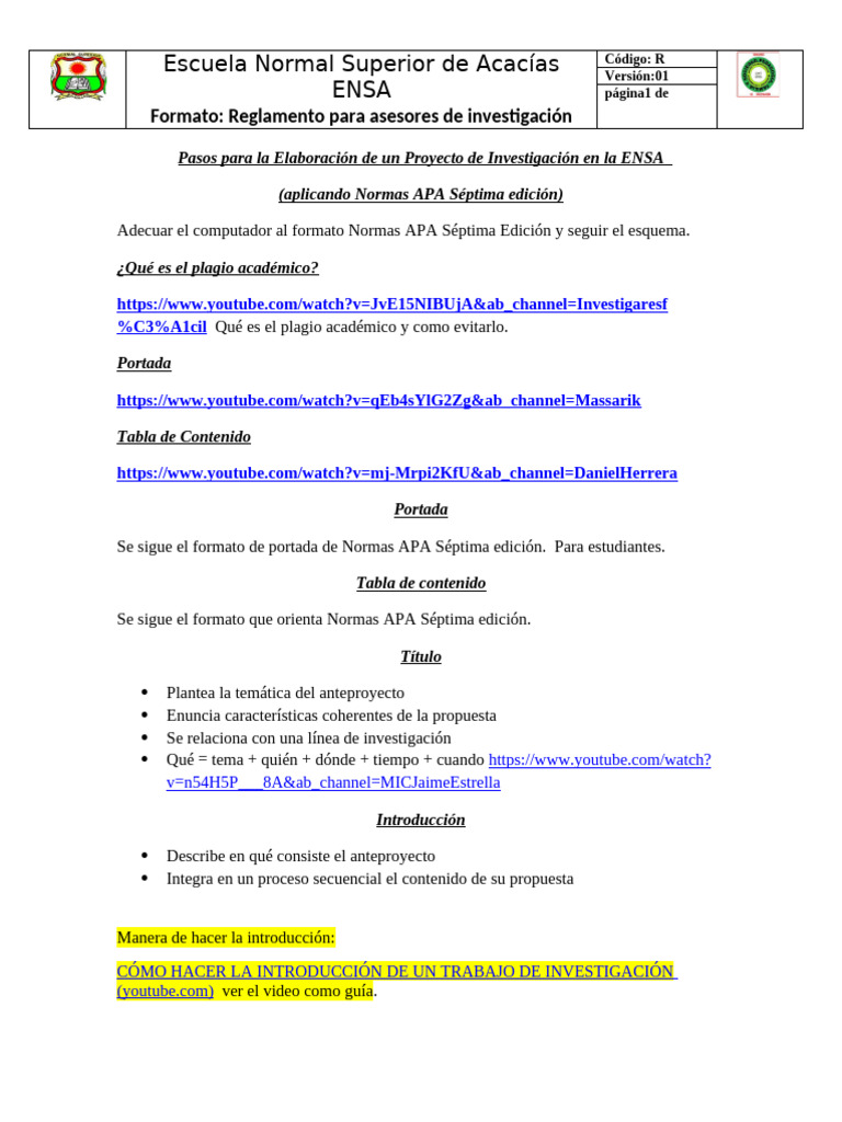 2024 - I - Pasos para La Elaboraión de Un Proyeco de Investigación ENSA | PDF | Teoría | Paradigma