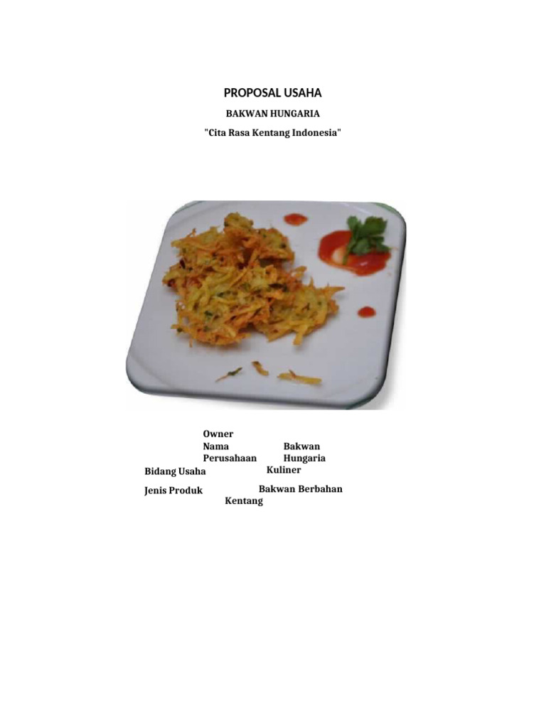 Contoh Proposal | PDF | Memasak, Makanan, & Anggur