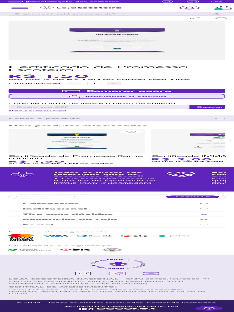 Certificado de Promessa Escoteira Loja Escoteira | PDF | Estilo de vida