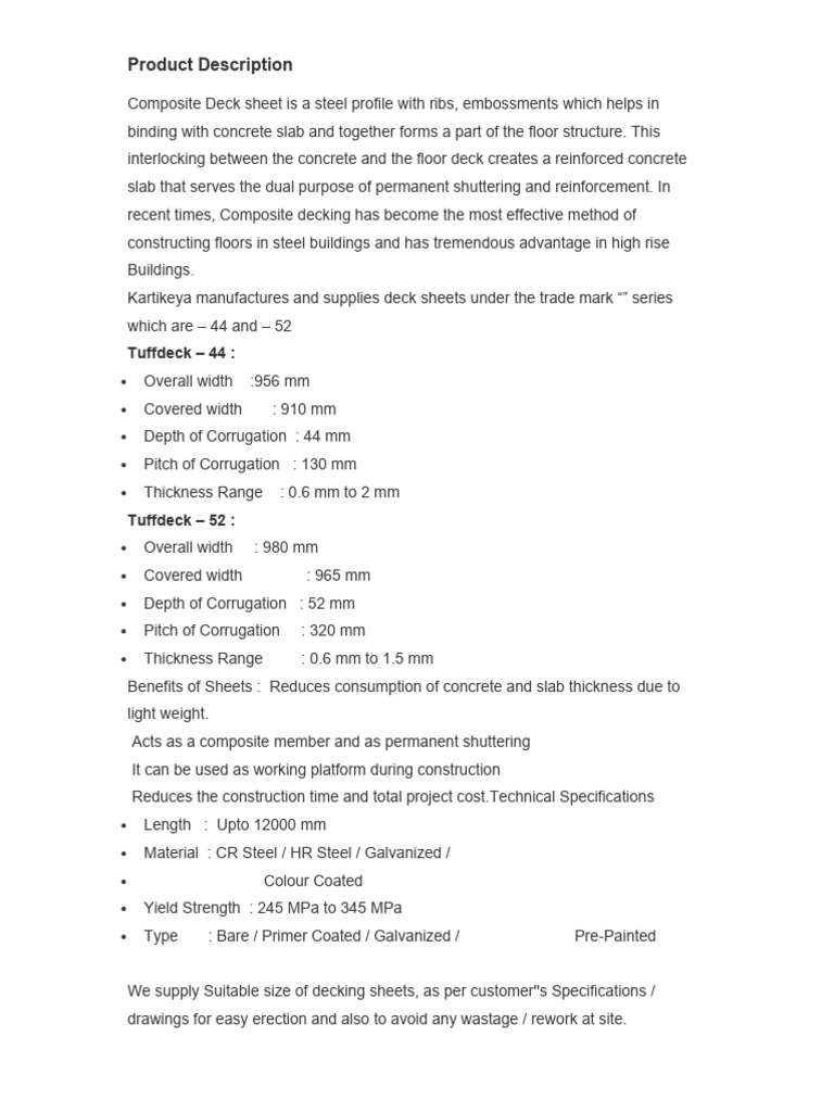 Composite Deck Sheets for Steel Buildings | PDF | Technology & Engineering