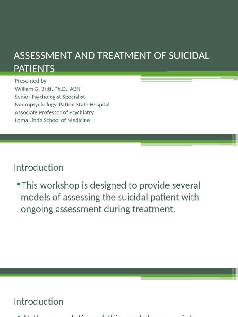 .Assessment and Treatment of Suicidal Patients | PDF | Suicide | Mental ...