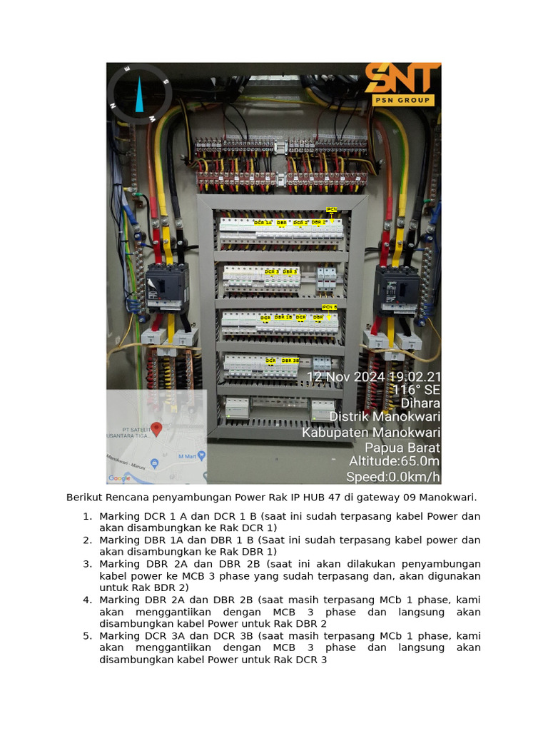 Berikut Rencana Penyambungan Power Rak IP HUB 47 Di Gateway 09 ...