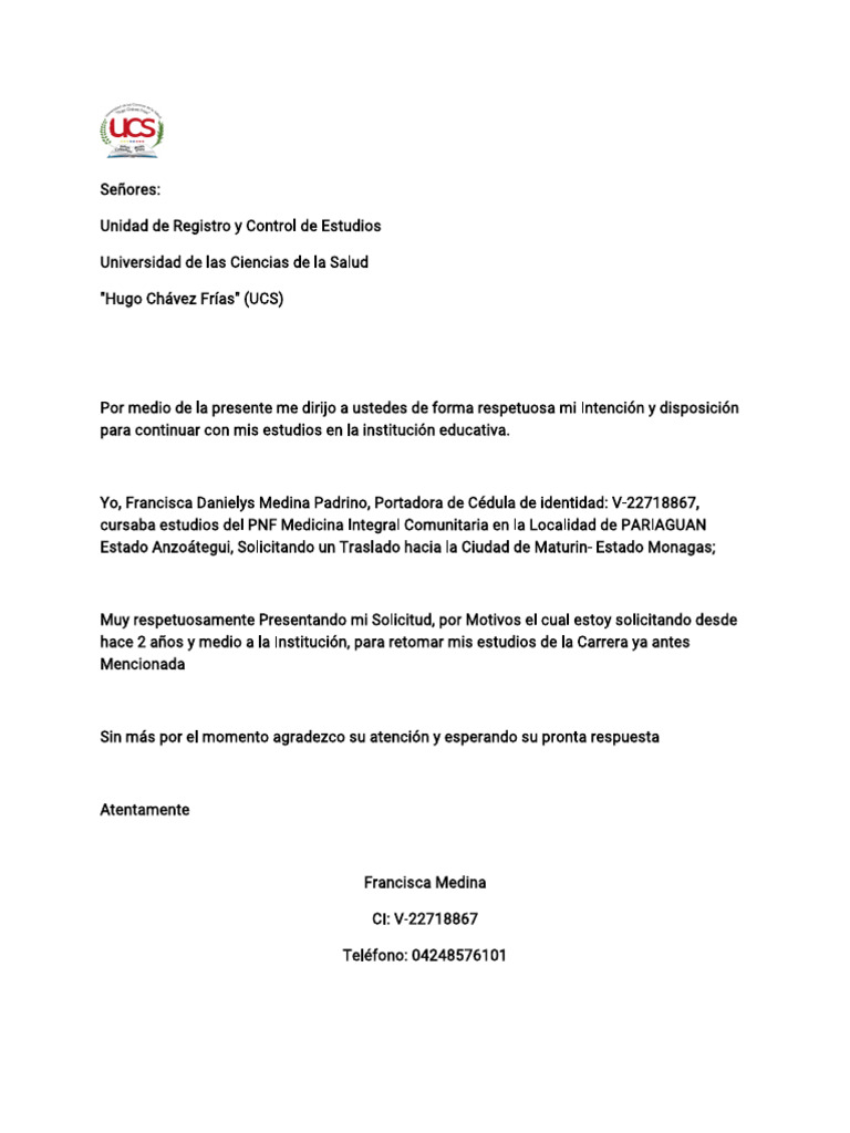 Solicitud A Dra | PDF