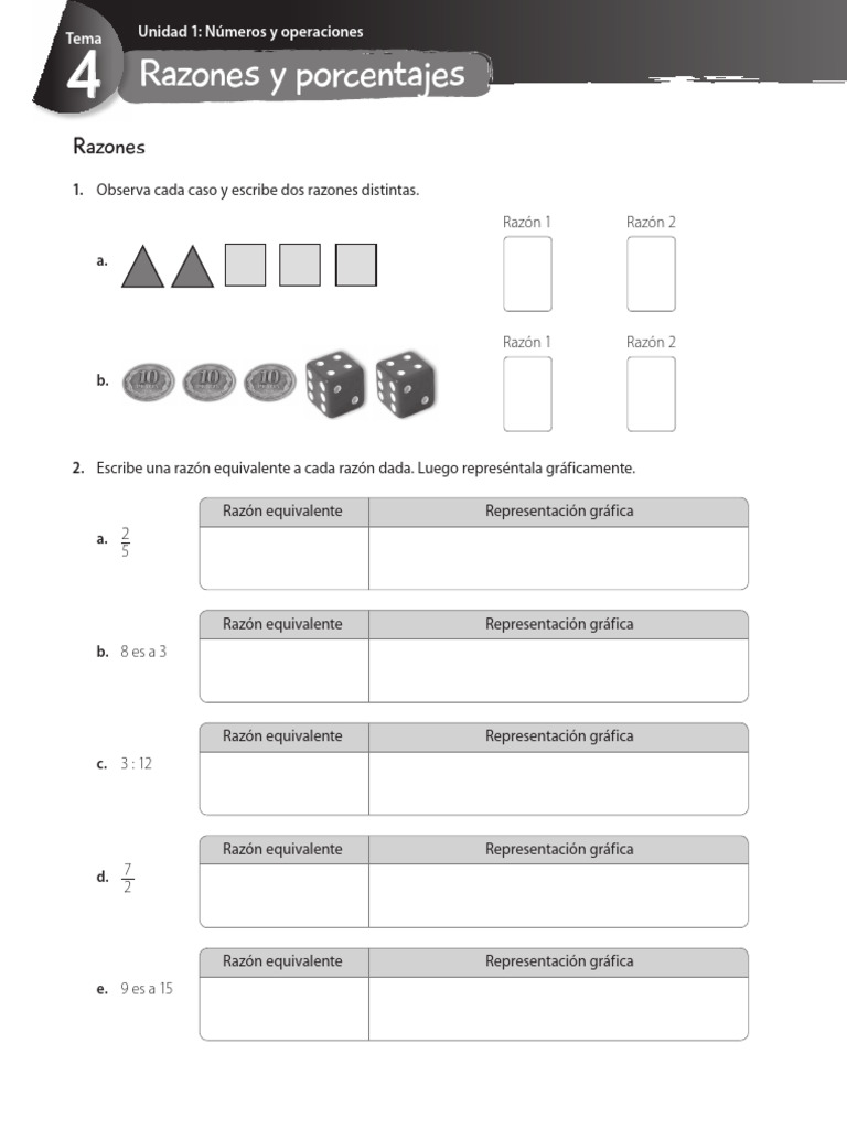 Razones y Porcentajes en Matemáticas | PDF | Porcentaje