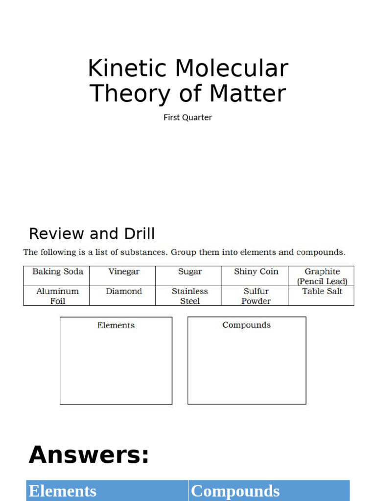 Kinetic Molecular Theory of Matter | PDF | Gases | Temperature