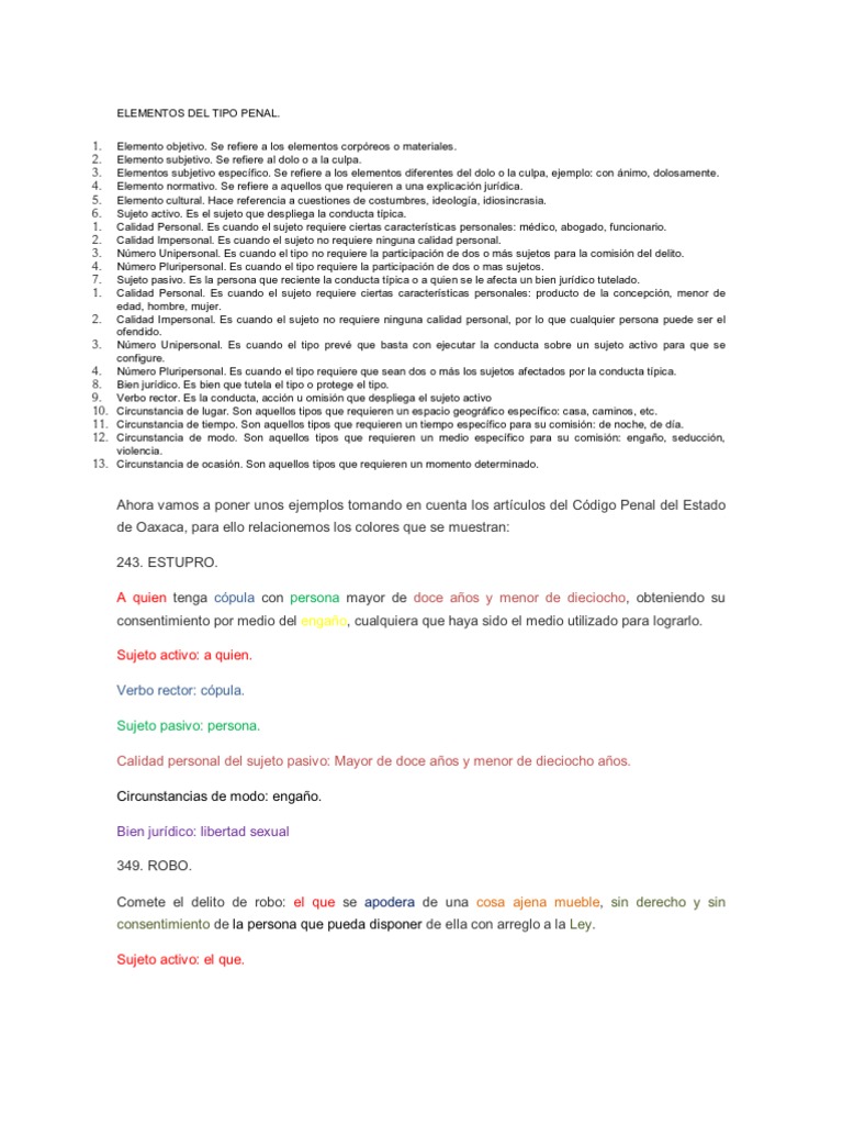 Elementos Del Tipo Penal | PDF