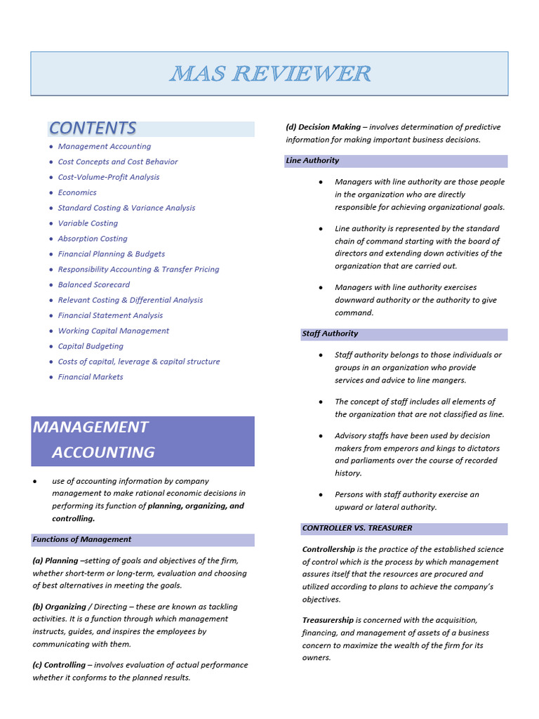 MAS Reviewer and Formula | PDF | Economics | Economic Equilibrium