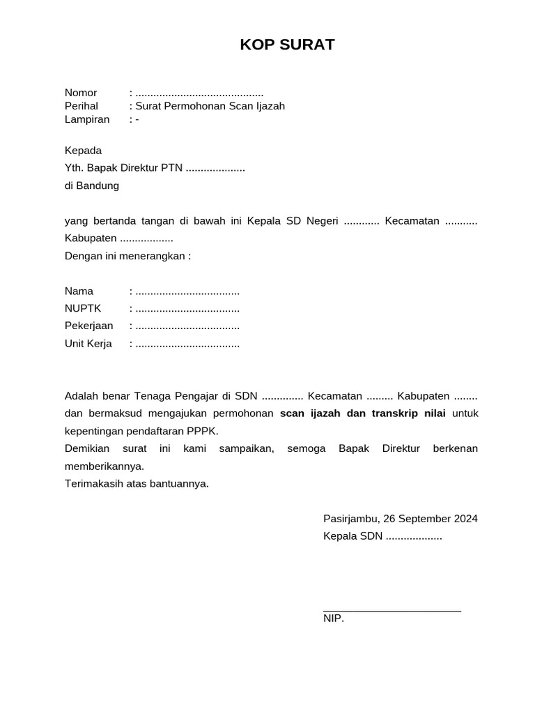 Surat Permohonan Scan Ijazah | PDF