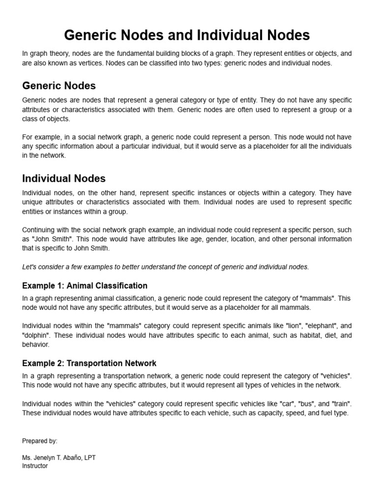 Generic Nodes and Individual Nodes 1 | PDF