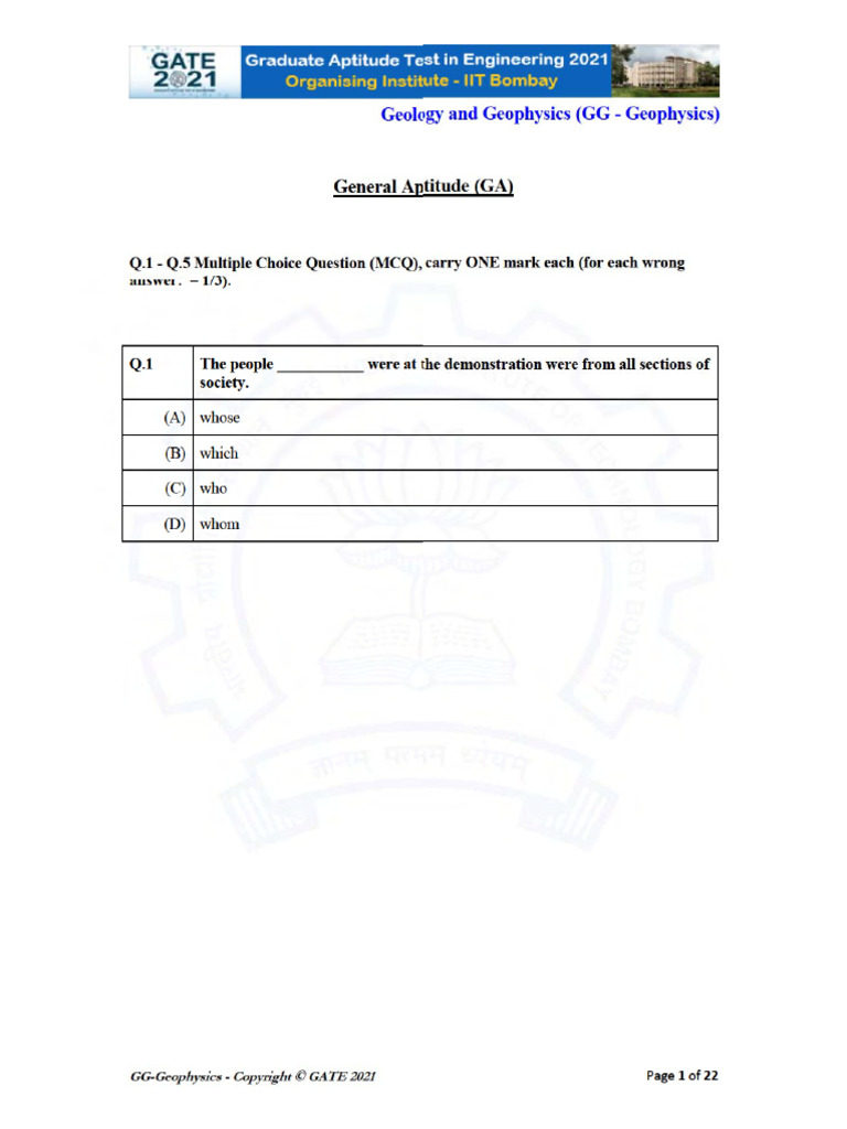 GG2 2021 | PDF | Multiple Choice | Science Education