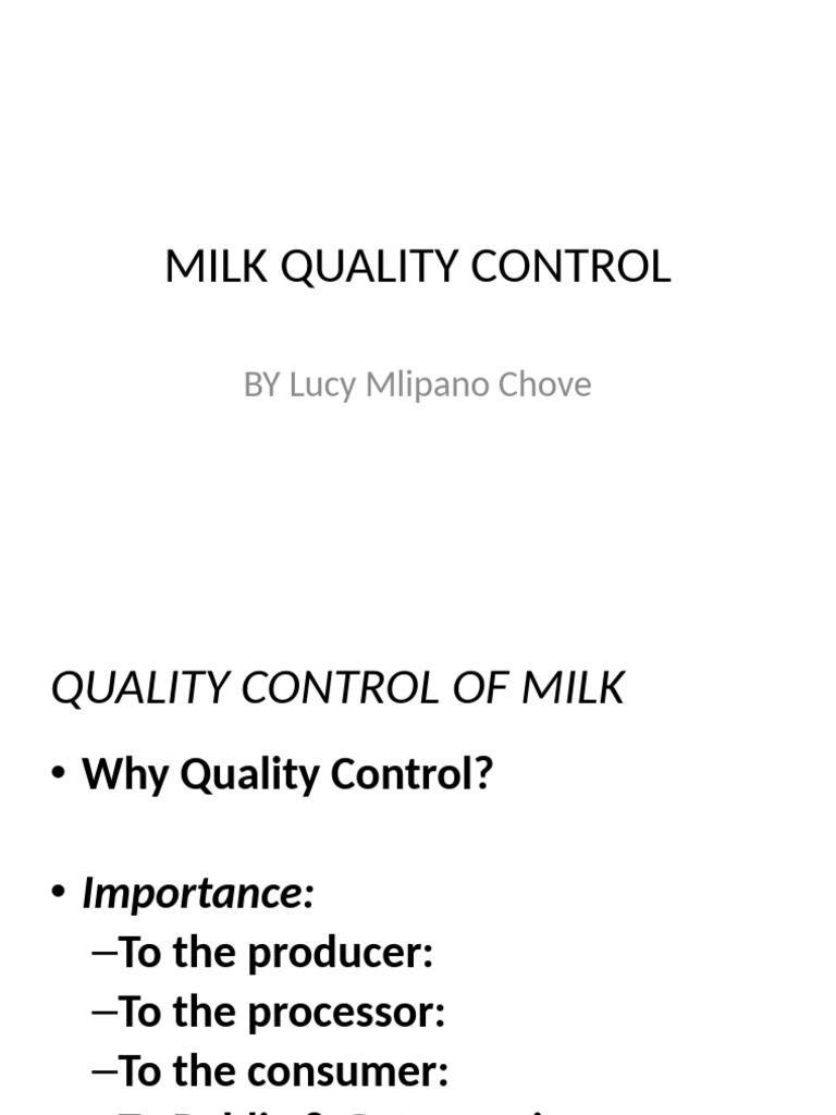 Milk Quality Control Techniques | PDF | Chemistry