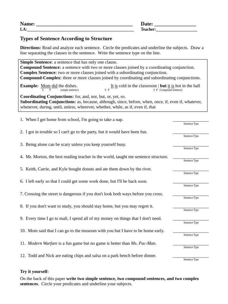 Analyzing Sentence Structures | PDF | Sentence (Linguistics) | Clause