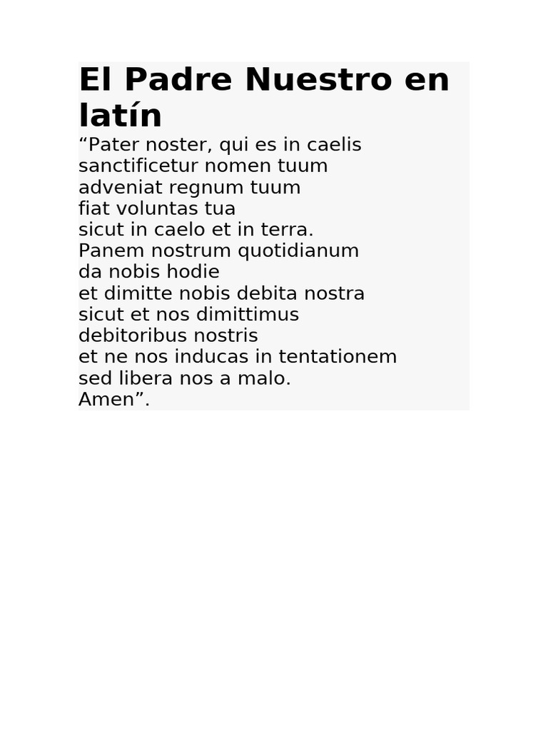 El Padre Nuestro en Latín | PDF