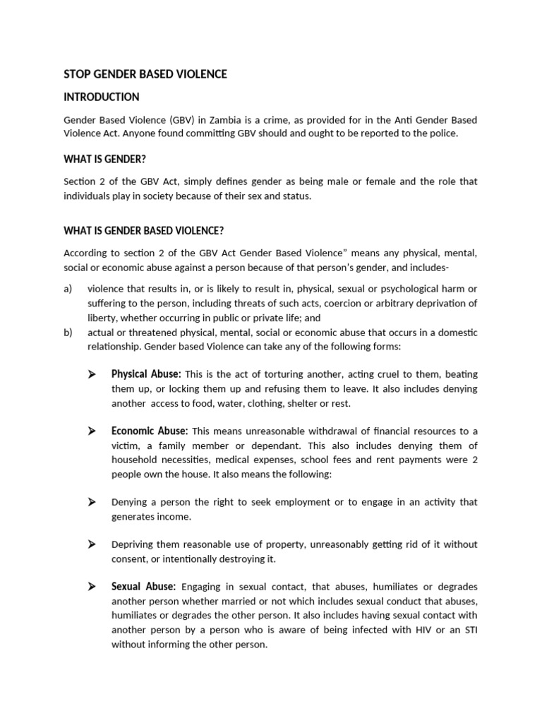 GBV Community Pamphlet | PDF | Domestic Violence | Violence Against Women