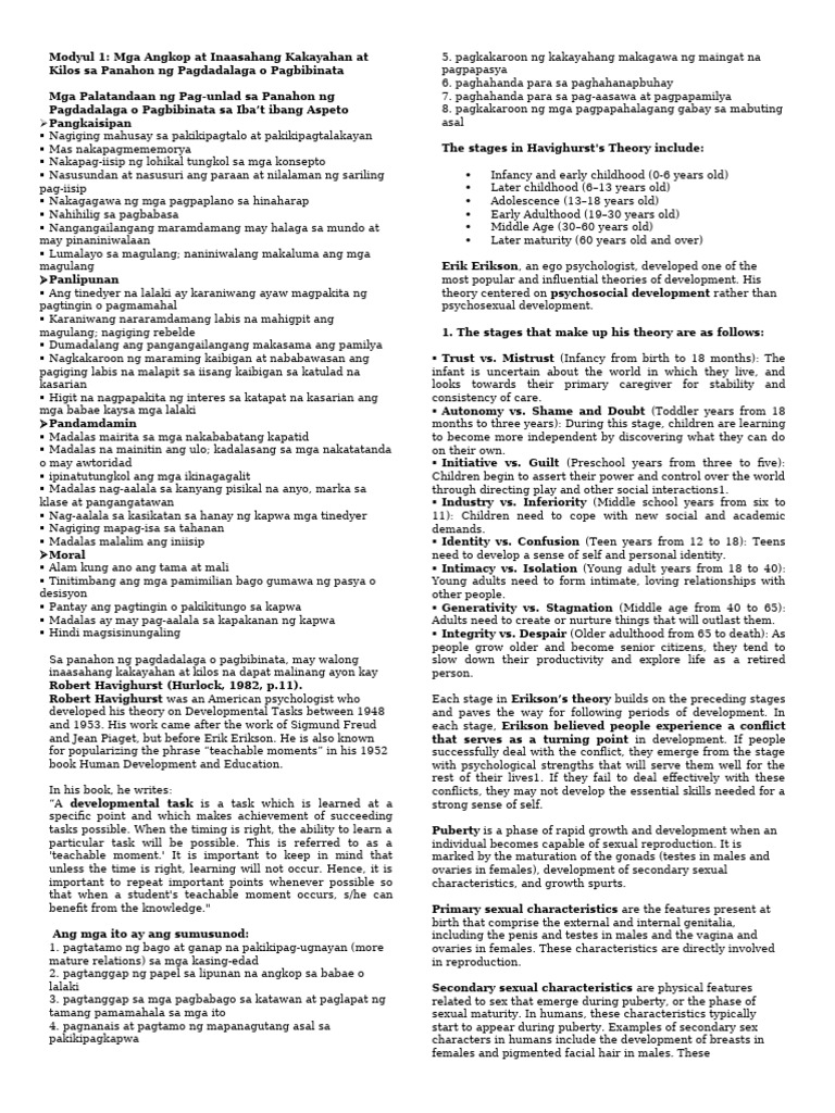 ESP7 1st Quarter Reviewer | PDF | Behavioural Sciences | Human Development