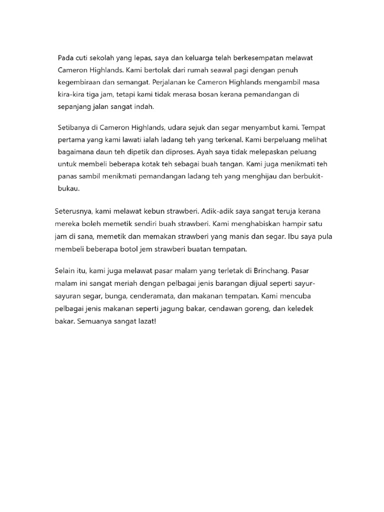 Lawatan Ke Cameron Highland | PDF