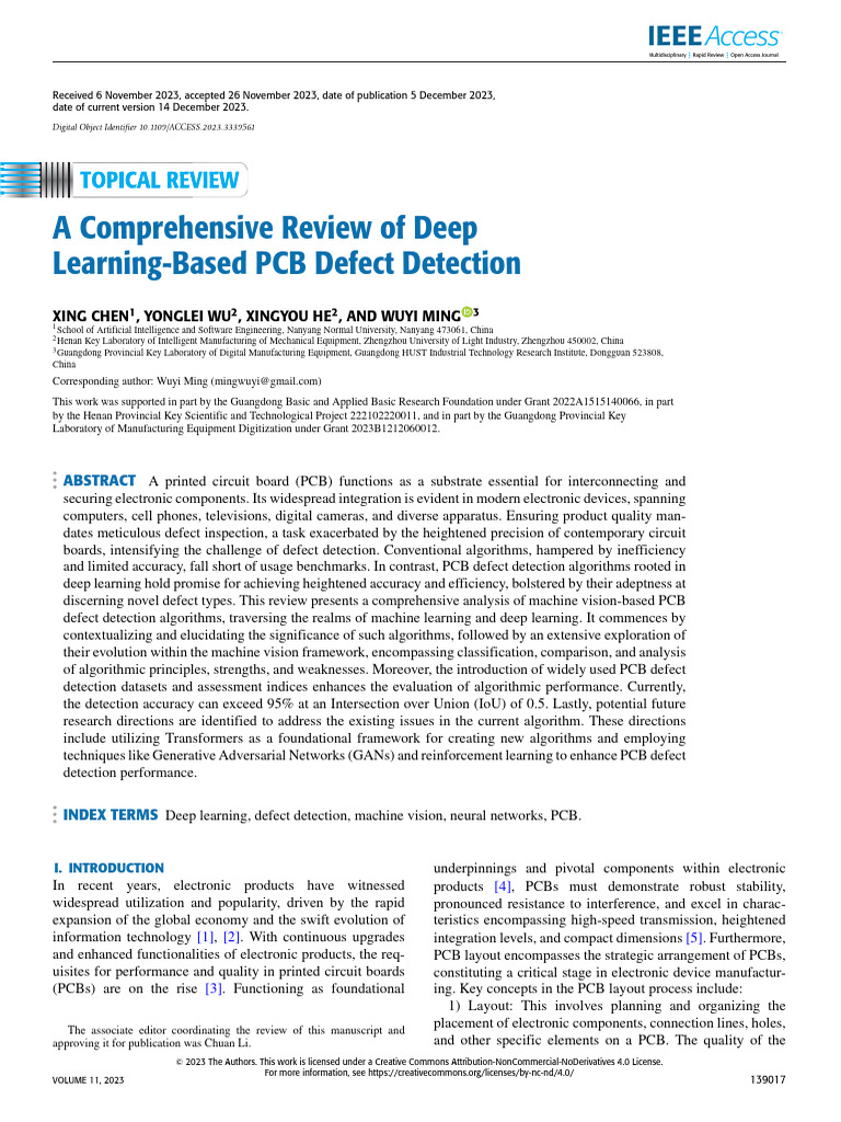 A Comprehensive Review Of Deep Learning Based Pcb Defect Detection
