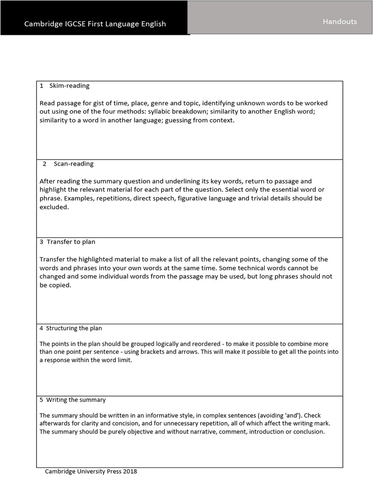 Summary Writing Process | PDF | Language Arts & Discipline | Foreign ...