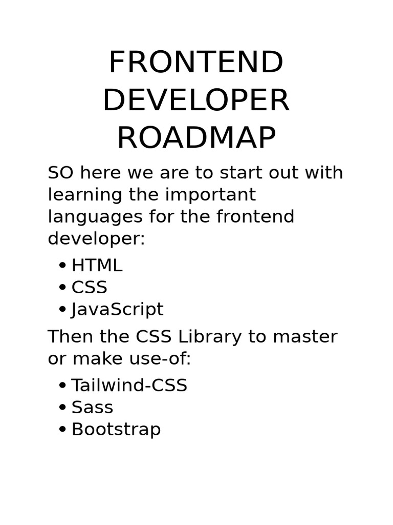 Frontend Developer Roadmap | PDF