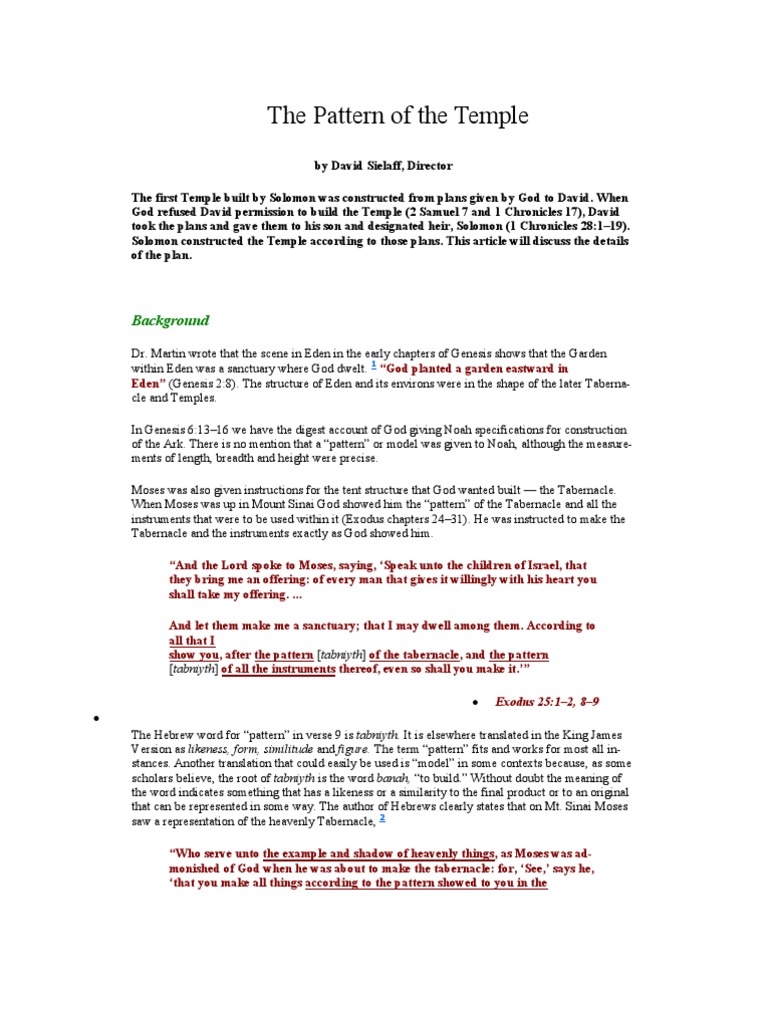 Solomon's Temple Design and Pattern | PDF | Tabernacle | Book Of Exodus