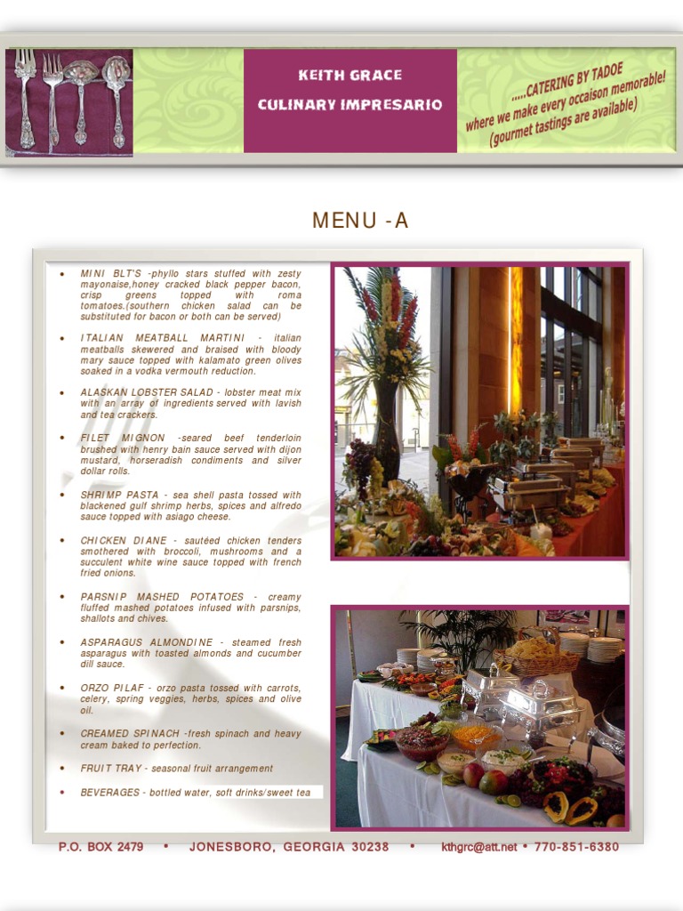 Sample Menus | PDF | Salad | Sauce
