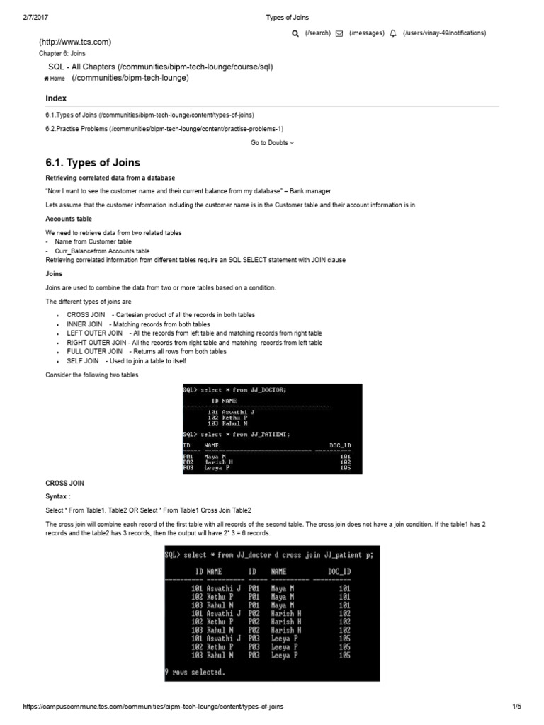 Types of Joins | PDF | Computer Data | Computing Types of Joins | PDF | Computer Data | Computing