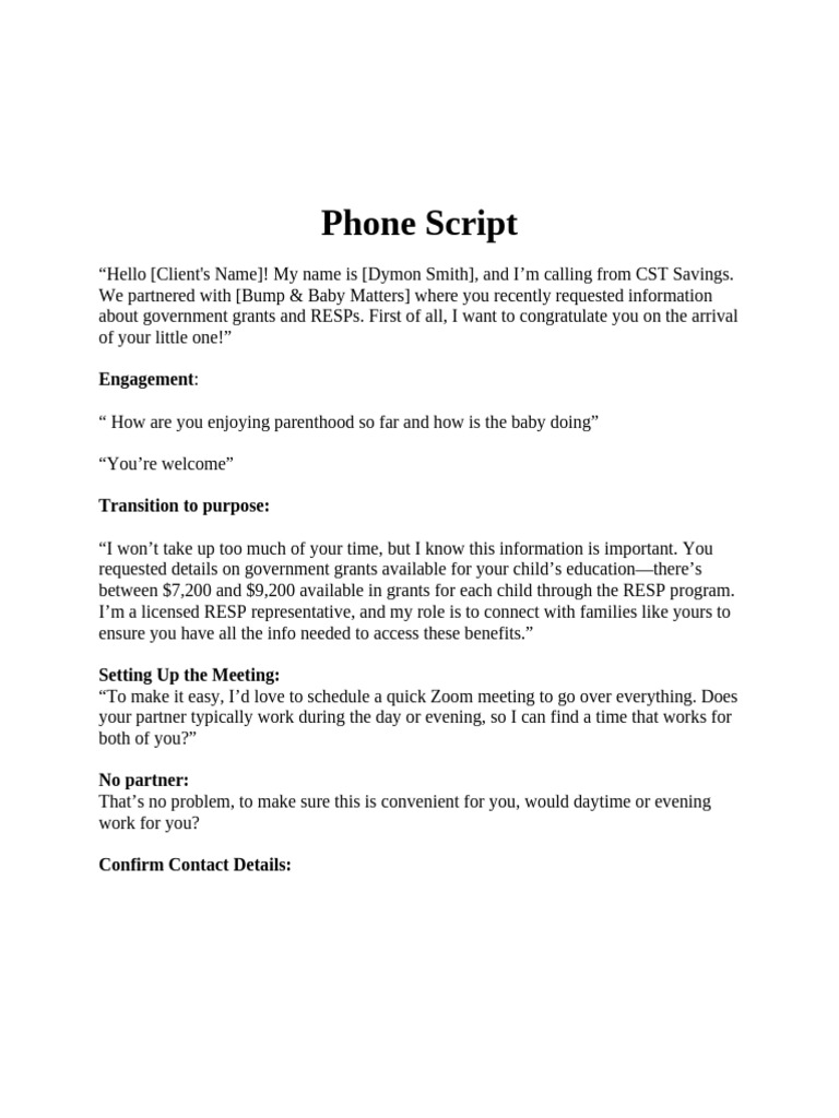 CST Phone Script MV Version | PDF | Career & Growth | Self-Improvement