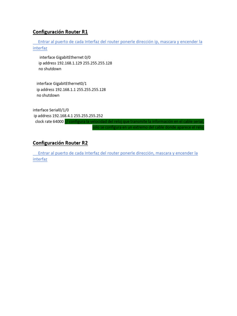 Codigo Completo de Configuración Router, Servidor, Enrutamiento RIPv2 | PDF | Enrutador ...