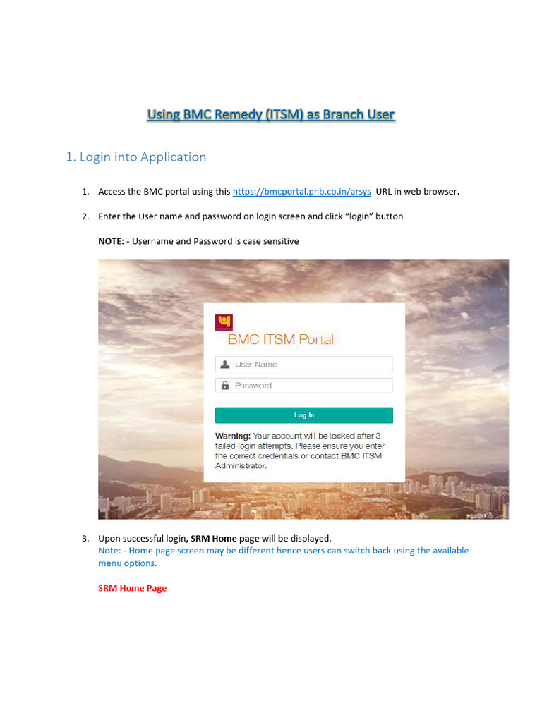 BMC Itsm Sop For Bo Co Zo Ho | PDF | Login | Password