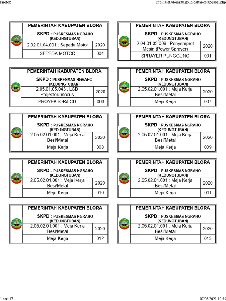 Daftar Cetak Label - PHP | PDF