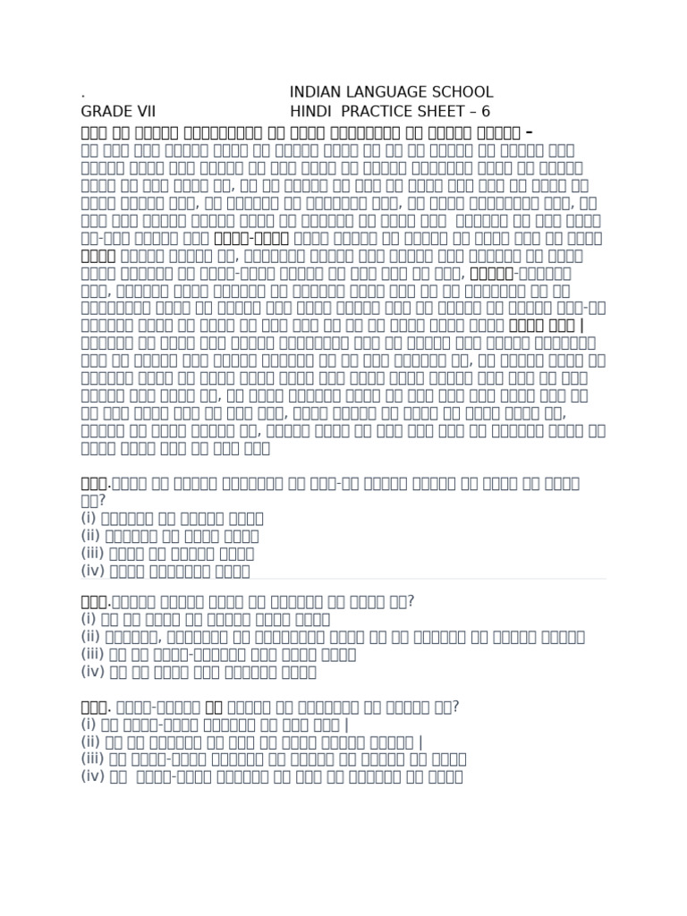 GRADE VII PRACTICE SHEET – 6 | PDF