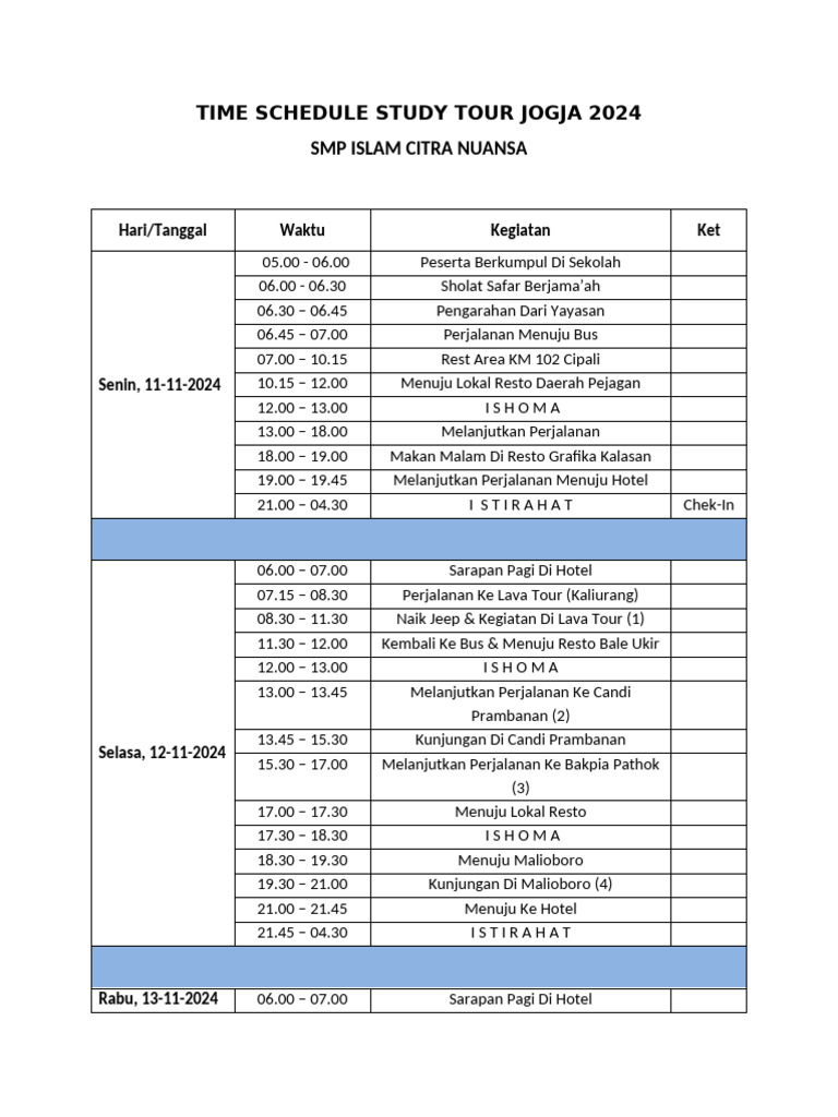 Jogja Time Schedule | PDF