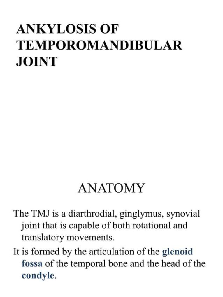 TMJ Ankylosis | PDF