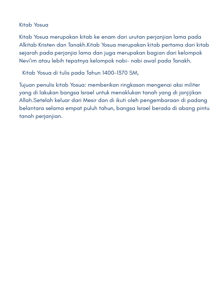 Kitab Yosua | PDF | Sejarah