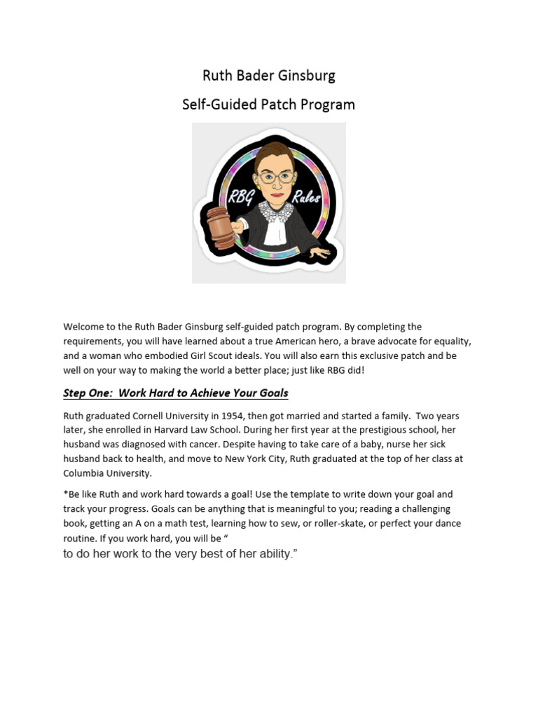 RBG Patch Program | PDF | Ruth Bader Ginsburg