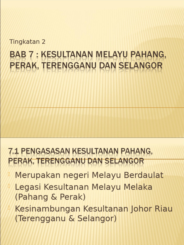 Bab 7-Kesultanan Pahang Perak Terengganu Selangor | PDF