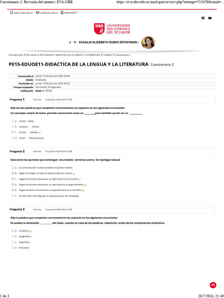 Cuestionario 2 - Revisión Del Intento - EVA-UBE | PDF | Comunicación ...