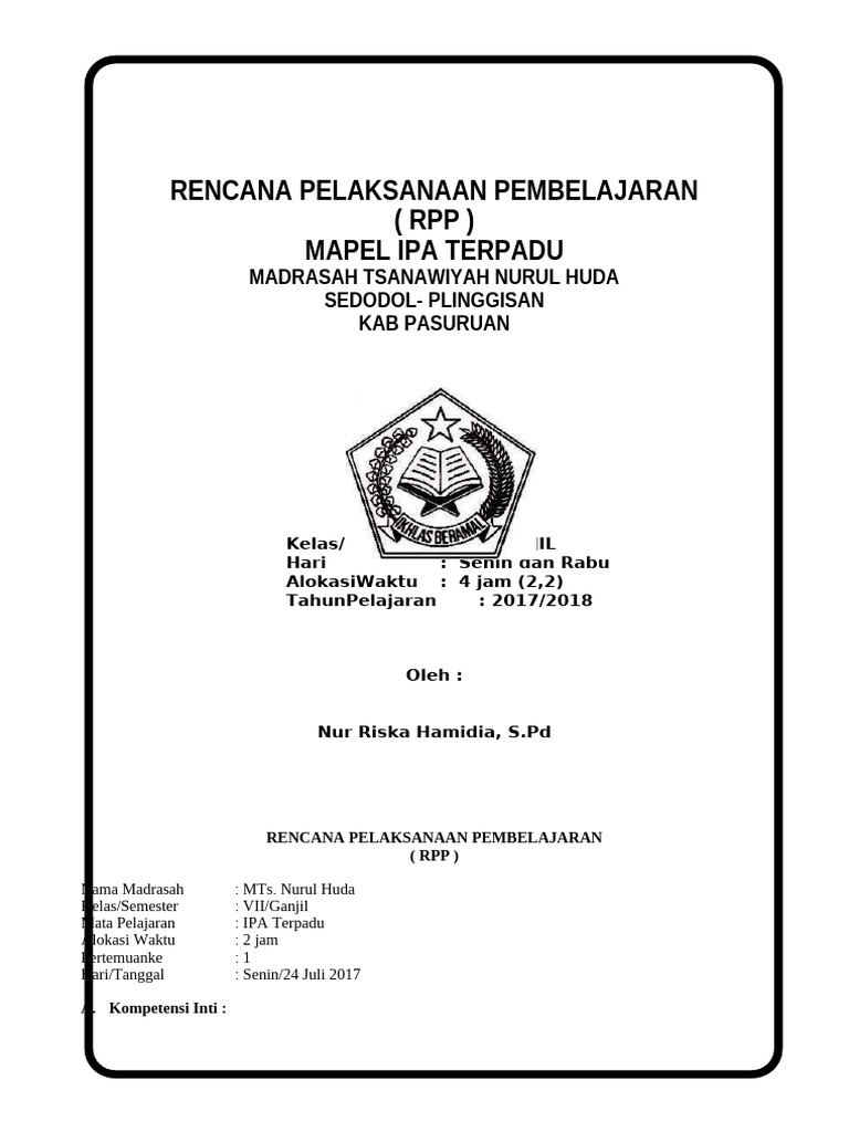 RPP Ipa Kelas 7 | PDF