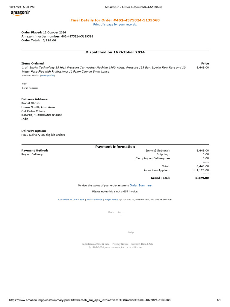 Shakti Order Summary | PDF | Payments | Money