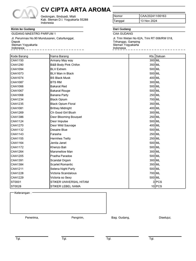 MP1 Caa Surat Jalan Cvciptaartaarom 241113111723 | PDF