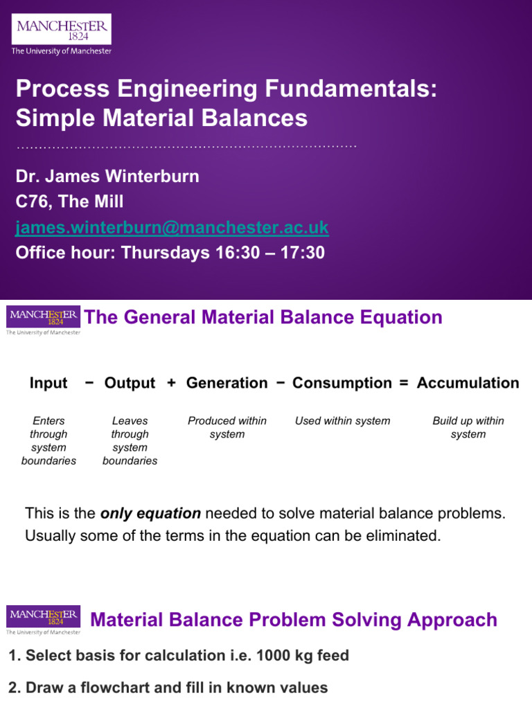 BB L3 Simple Material Balances 14-10-20 | PDF | Stoichiometry ...