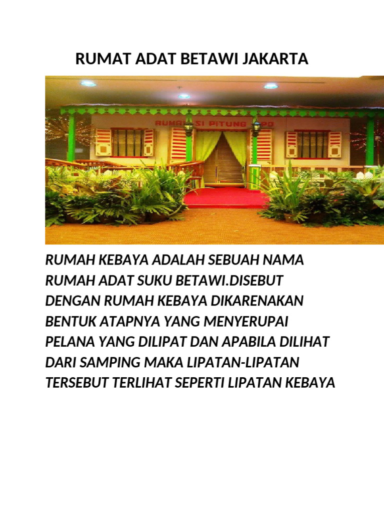 Rumat Adat Betawi Jakarta | PDF